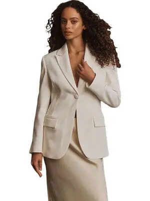 Ila Tailored Blazer With Beaded Fringe - White