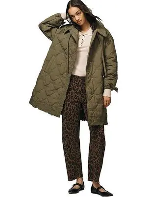 DAMSON MADDER Avery Embroidered Quilted Coat - Olive