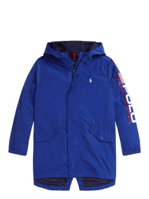 Ralph Lauren Logo Hooded Long Jacket - New Sapphire