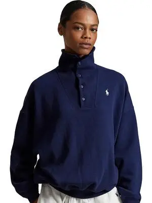 Ralph Lauren Team Usa Fleece Buttoned Mockneck - Refined Navy