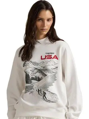 Ralph Lauren Team Usa Graphic Fleece Mockneck - White