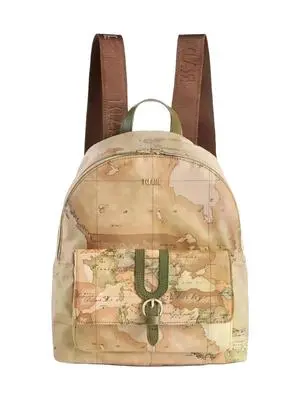 ALVIERO MARTINI 1° CLASSE Map-print Buckle Backpack - Neutrals