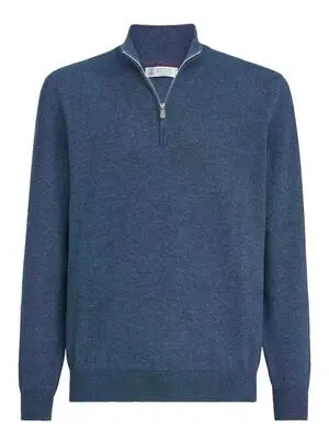 Brunello Cucinelli Half-zip Cashmere Sweater - Blue