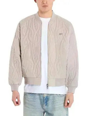 Filling Pieces Quilted Bomber Jacket - Neutrals