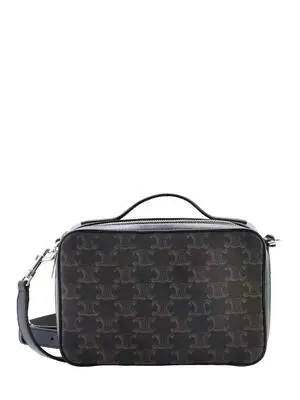 Celine Messenger Box Bag Triomphe Coated Canvas Crossbody Bag - Black