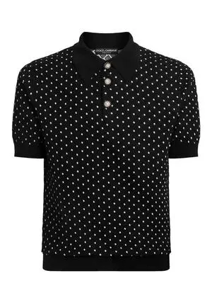 Dolce & Gabbana Polka-dot Buttoned Polo Shirt - Black