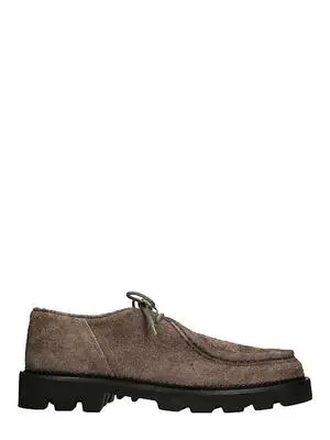 COLLEGIUM Moc-toe Suede Derby Shoes - Dark Brown