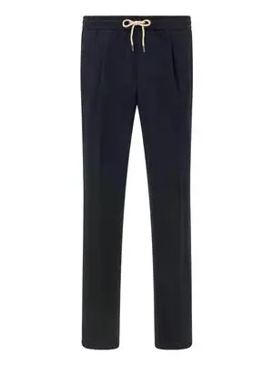 Boggi Milano City Drawstring Flannel Trousers - Blue