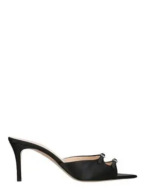 ANDREA WAZEN Carol 75 Satin Heeled Mules - Black
