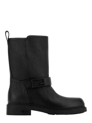 Fendi Leather Buckle Boots - Black
