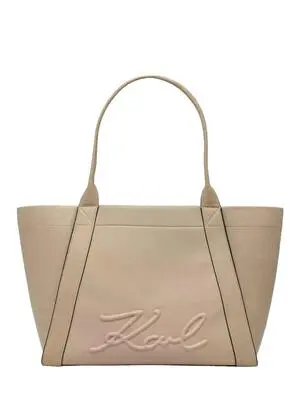 Karl Lagerfeld Signature-embossed Tote Bag - Neutrals