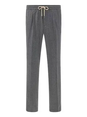 Boggi Milano City Drawstring Flannel Trousers - Grey