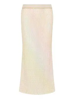 MAISON MARGIELA Ribbed-knit Midi Skirt - Neutrals