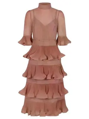 Zimmermann Ruffled Tiered Dress - Pink