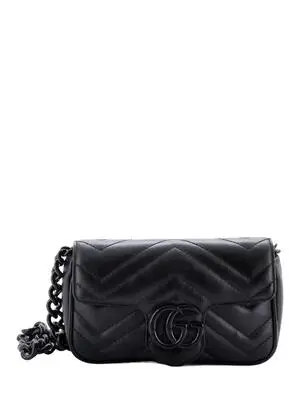 Gucci Gg Marmont Flap Matelassé Leather Belt Bag - Black