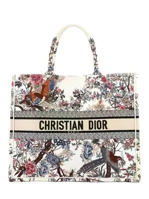 DIOR Christian Dior Embroidered Canvas Large Tote Bag