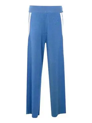Pinko Blue Elasticated Track Pants With Contrast Panel And Logo Detail - Black