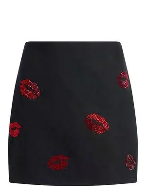 CINQ À SEPT Embellished Denim Mini Skirt