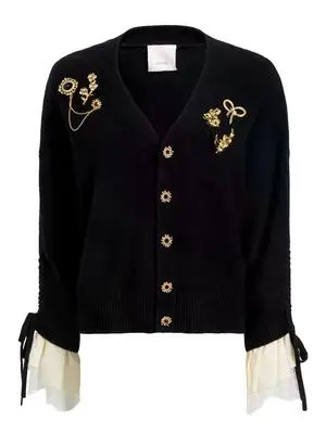 Cinq À Sept Atlas Brooches Cardigan - Black