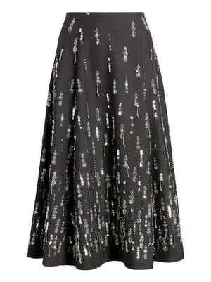Cinq À Sept Selene Embellished Midi Skirt - Grey
