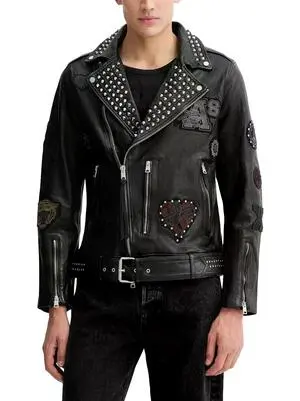 ALLSAINTS Cole Studded Biker Jacket - Black