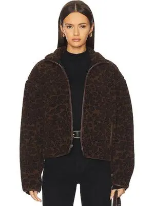 Rag & Bone Sun Sherpa Zip Up Jacket - Leopard