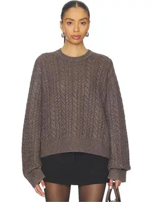 EAVES Laci Cable Crewneck - Hickory