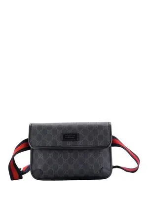 Gucci Web Flap Gg Coated Canvas Belt Bag - Black