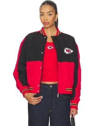 Terez Chiefs Crop Bomber - Black & Red