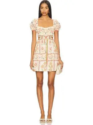 Agua Bendita Rosal Dress In Tan,coral - Multi