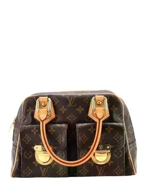 LOUIS VUITTON Manhattan Handbag Monogram Canvas Pm Satchel - Brown