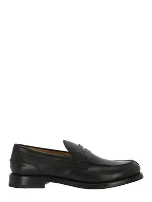 ORTIGNI Leather Penny Loafers - Black