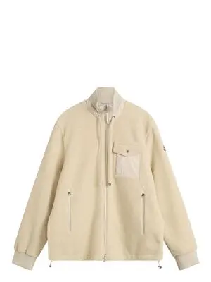 Moncler Teddy Fleece Zip-up Jacket - Beige