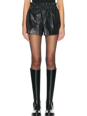 Isabel Marant Étoile Faux Leather Drawstring Shorts - Black