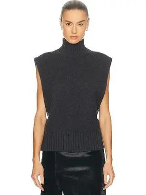 EAVES Lynnda Knit Mock Neck Shell - Graphite