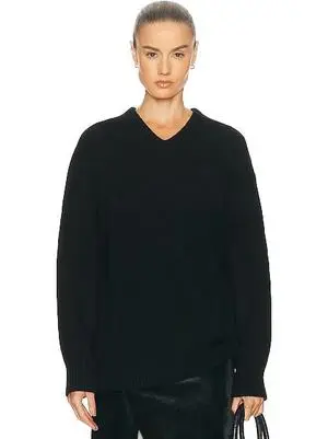 EAVES Zelia V-neck Sweater - Black