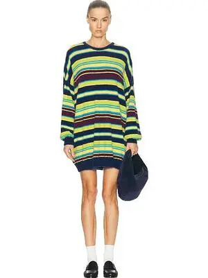 American Vintage Pluzy Sweater In Striped Pattern - Rayures Multicolores