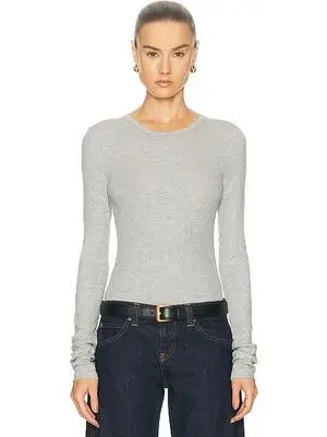 GRLFRND Crew Neck Extra Long Sleeve Tee - Heather Grey