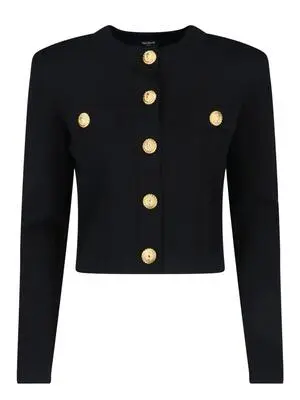 Balmain Cropped Cardigan - Black