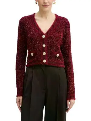 Guess Button V-neck Cardigan - Red