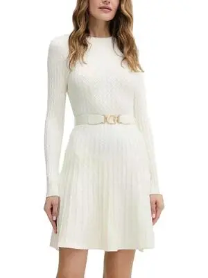 GUESS Cable-Knit Belted Mini Dress