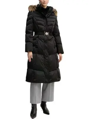 Guess Faux-fur Trimmed Hooded Padded Coat - Black