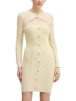 Guess Cable-knit Mini Dress - Neutrals