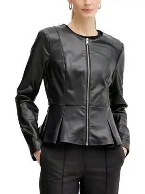 Guess Zip-up Peplum Jacket - Black