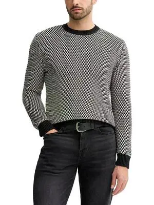 Guess Patterned Crew-neck Sweater - Black
