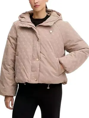 Guess Hooded Patterned Jacket - Neutrals