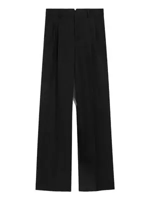 Ami Straight Leg Trousers With V Detail - Black