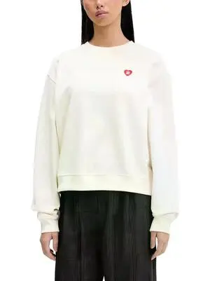 Hugo Crew-neck Sweatshirt With Heart Logo - Neutrals