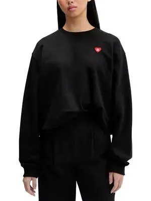 Hugo Heart-patch Crew-neck Sweatshirt - Black