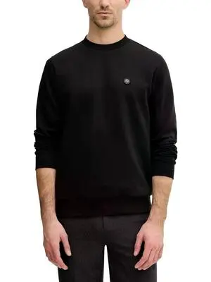 BOSS Logo-plaque Crew-neck Sweatshirt - Black